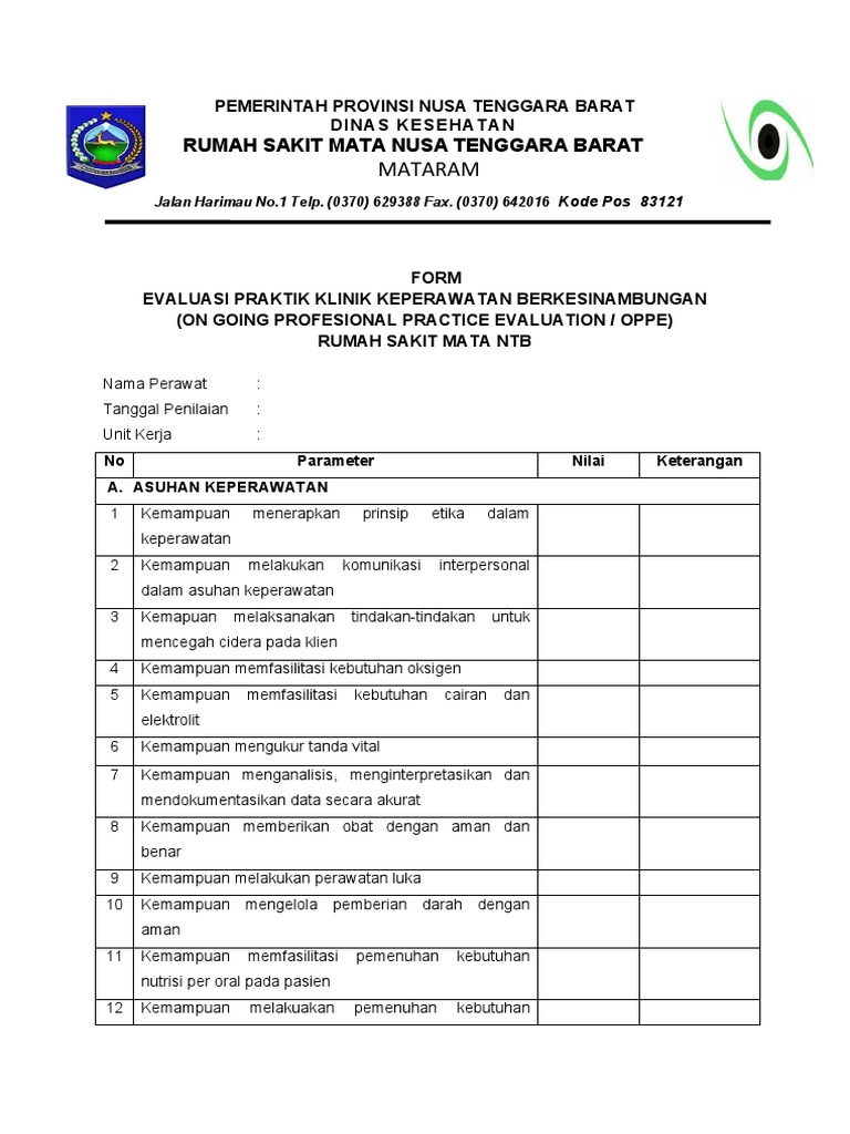 Evaluasi Praktik Klinik Keperawatan NTB | PDF