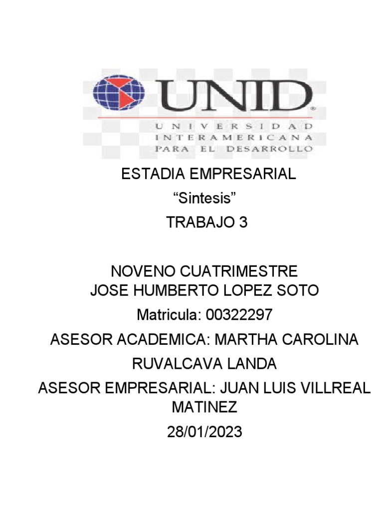 Introduccion de Estadia Empresarial | PDF