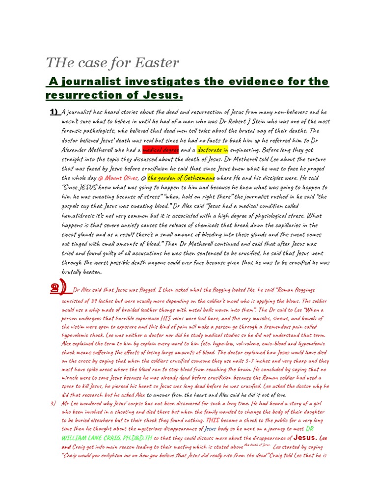 The Case For Easter | PDF | Jesus | Crucifixion