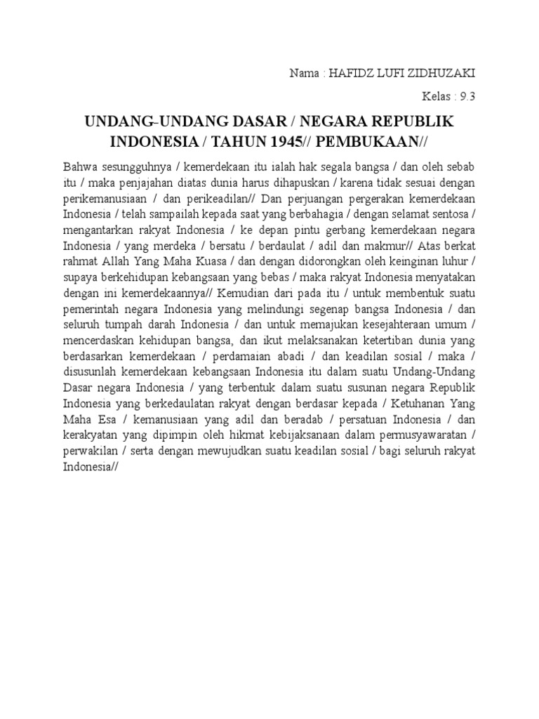 Teks Pembukaan UUD 1945 | PDF