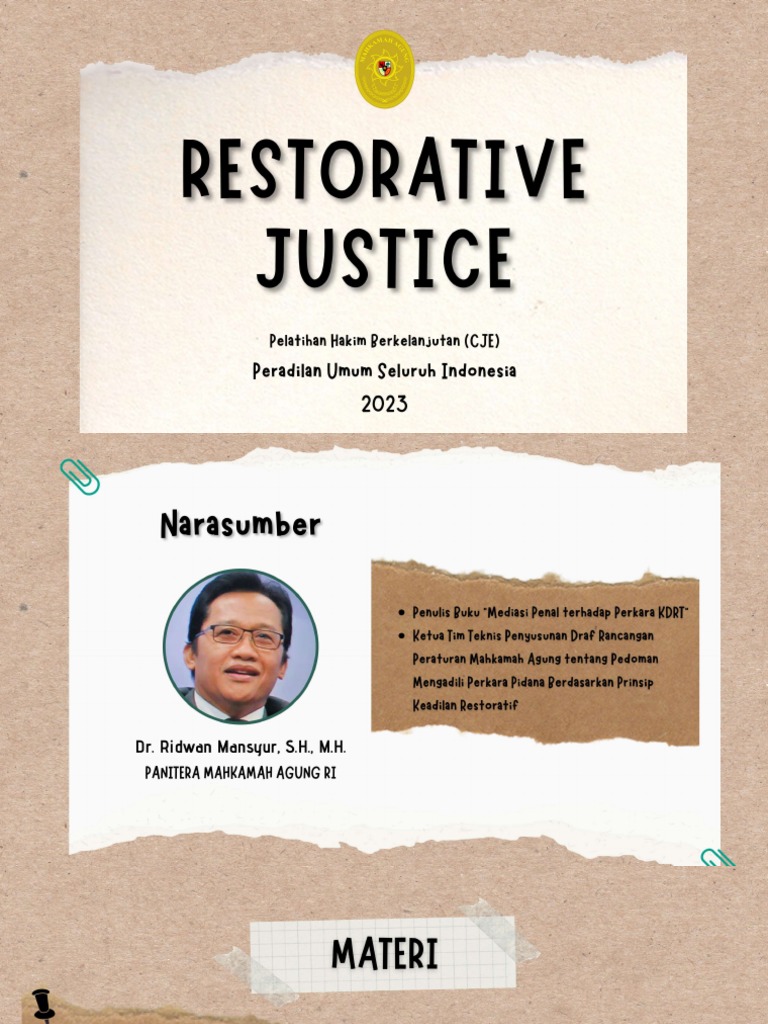 DR Ridwan - Mansyur - Restorative Justice - DR Ridwan M - Compressed | PDF