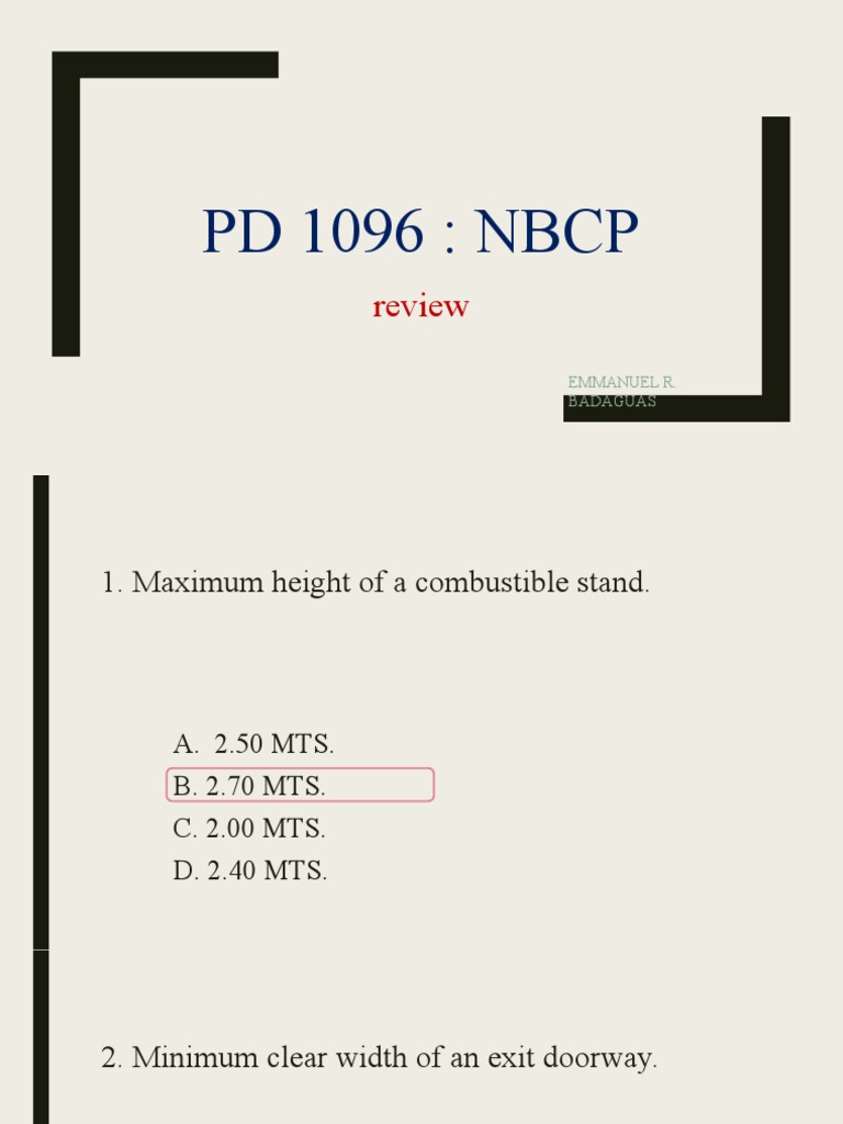 Dec. 3 2021 PD 1096 REVIEW | PDF | Chimney | Stairs