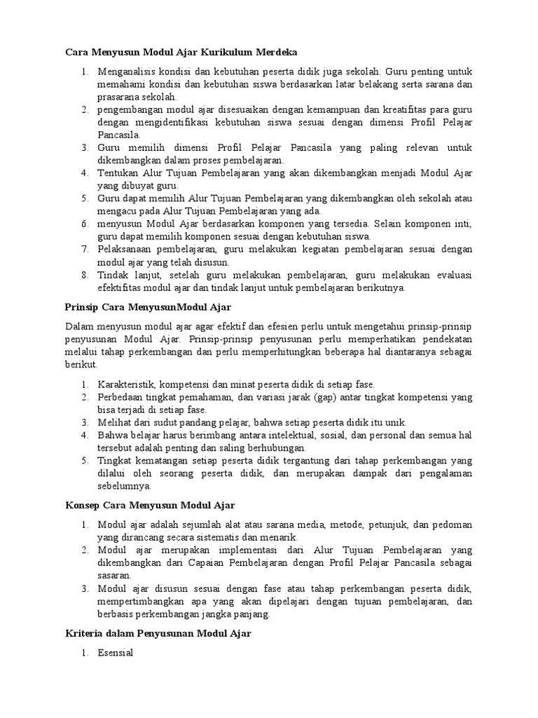 Cara Menyusun Modul Ajar Kurikulum Merdeka | PDF Cara Menyusun Modul Ajar Kurikulum Merdeka | PDF