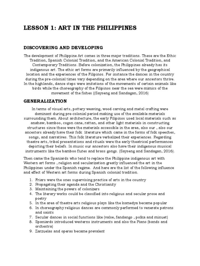 Lesson 1 | PDF | The Arts