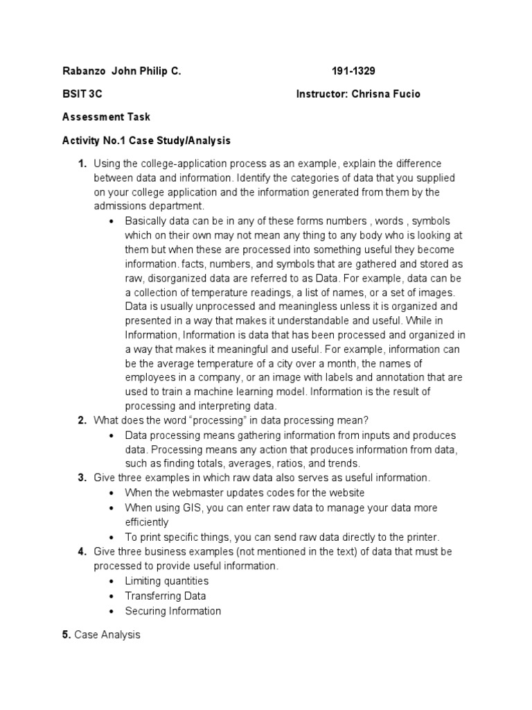 M1 Assignment No 1 Rabanzo John Philip C 3C BSIT | PDF | Data | Information M1 Assignment No 1 Rabanzo John Philip C 3C BSIT | PDF | Data | Information