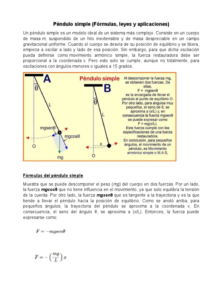 Pendulo Simple | PDF | Péndulo | Fuerza