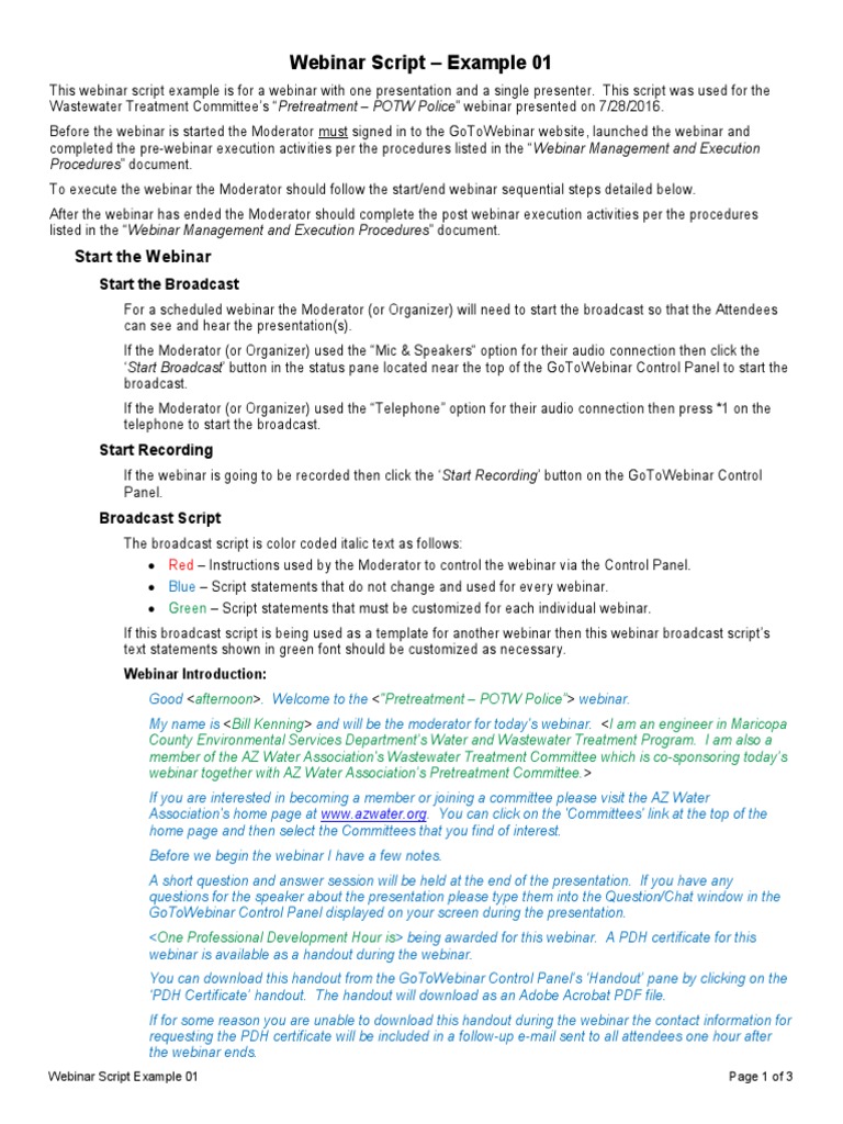 Webinar Script Example 01 | PDF | Web Conferencing | World Wide Web