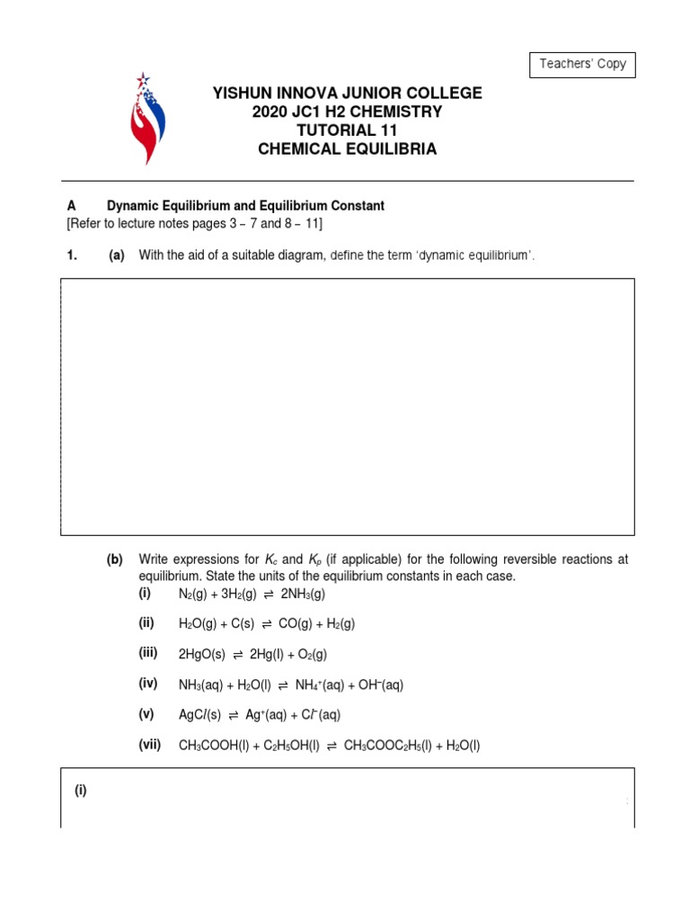 Equilibrium Constants and Calculations: A Tutorial on Dynamic ...
