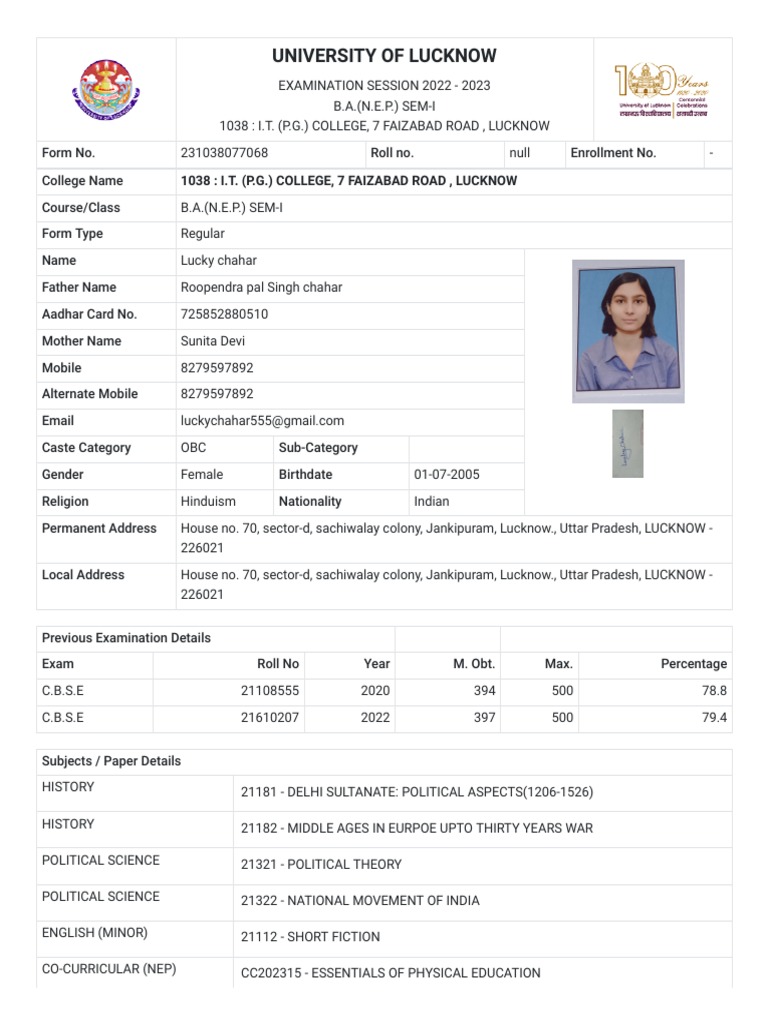 Lucknow University | PDF