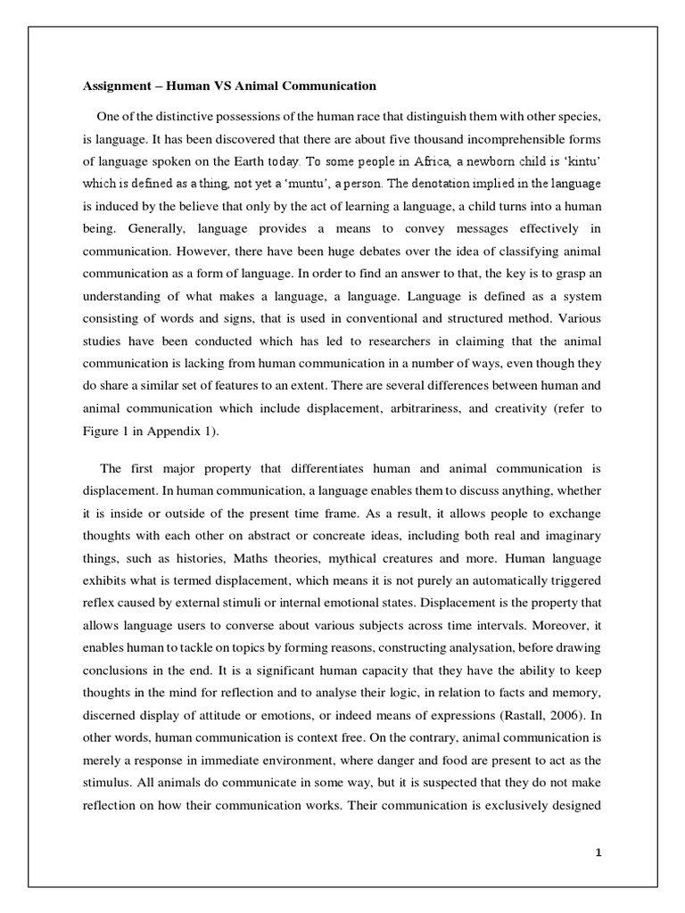 Human Vs Animal Communication | PDF | Communication | Word