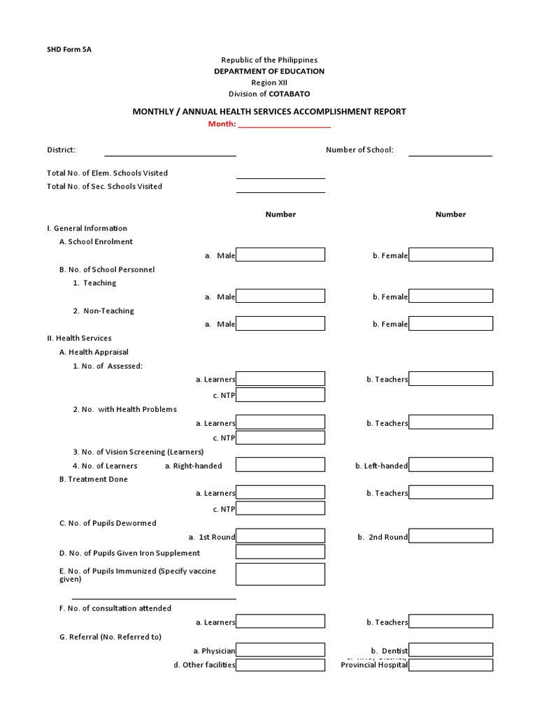 SHN Form 5-Blank | PDF | Periodontology | Epidemiology