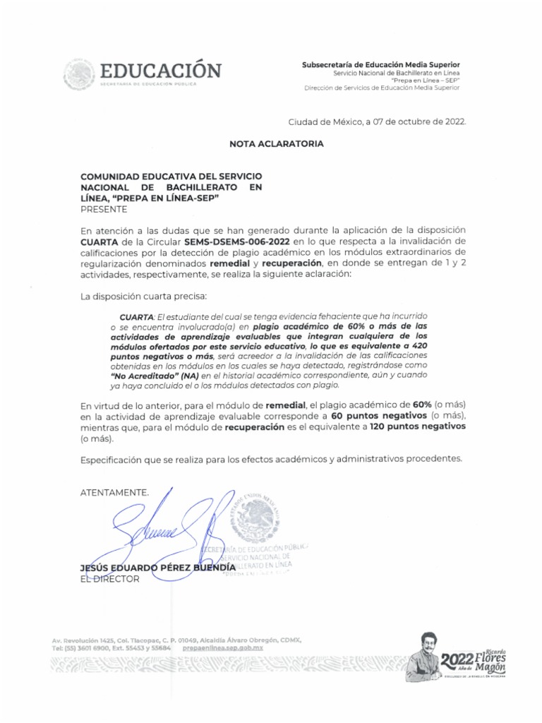 Nota Aclaratoria - Circular SEMS DSEMS 006 2022 - 07 10 2022 | PDF Nota Aclaratoria - Circular SEMS DSEMS 006 2022 - 07 10 2022 | PDF