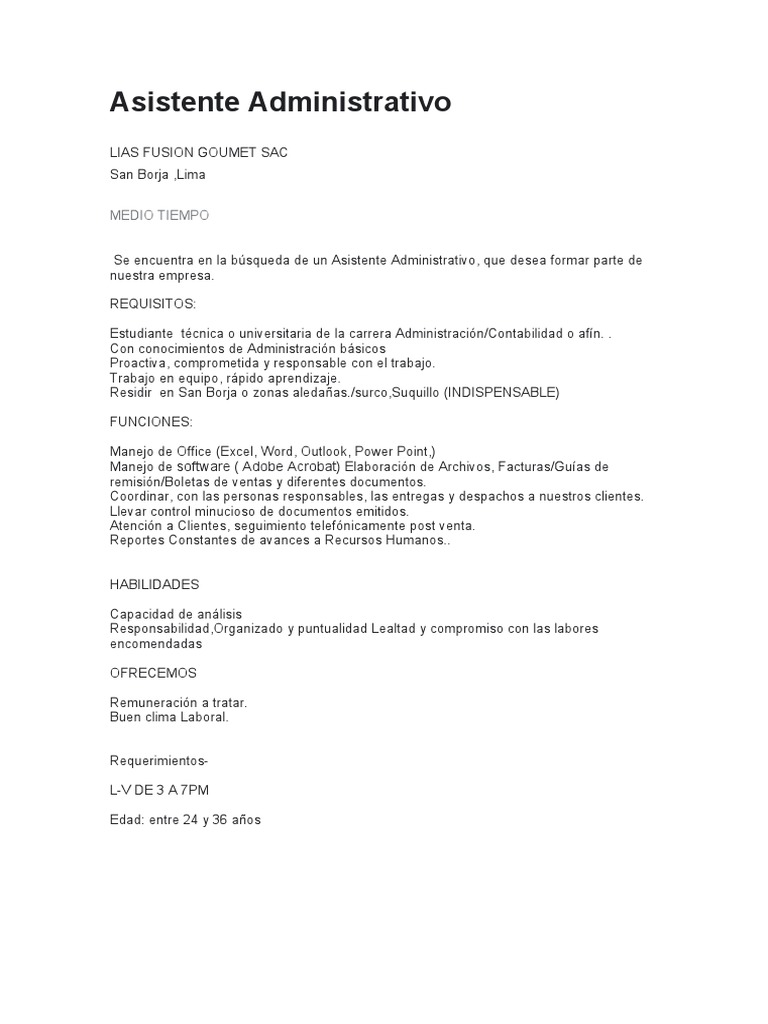 Asistente Administrativo | PDF