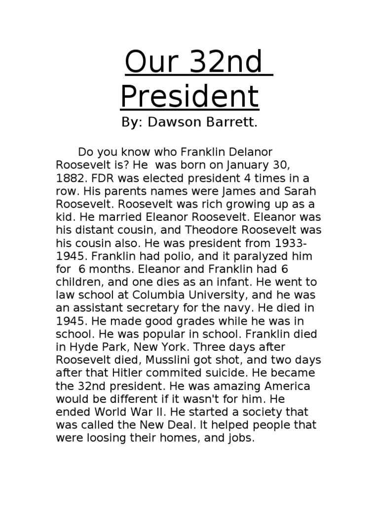 Franklin D. Roosevelt: 32nd President | PDF