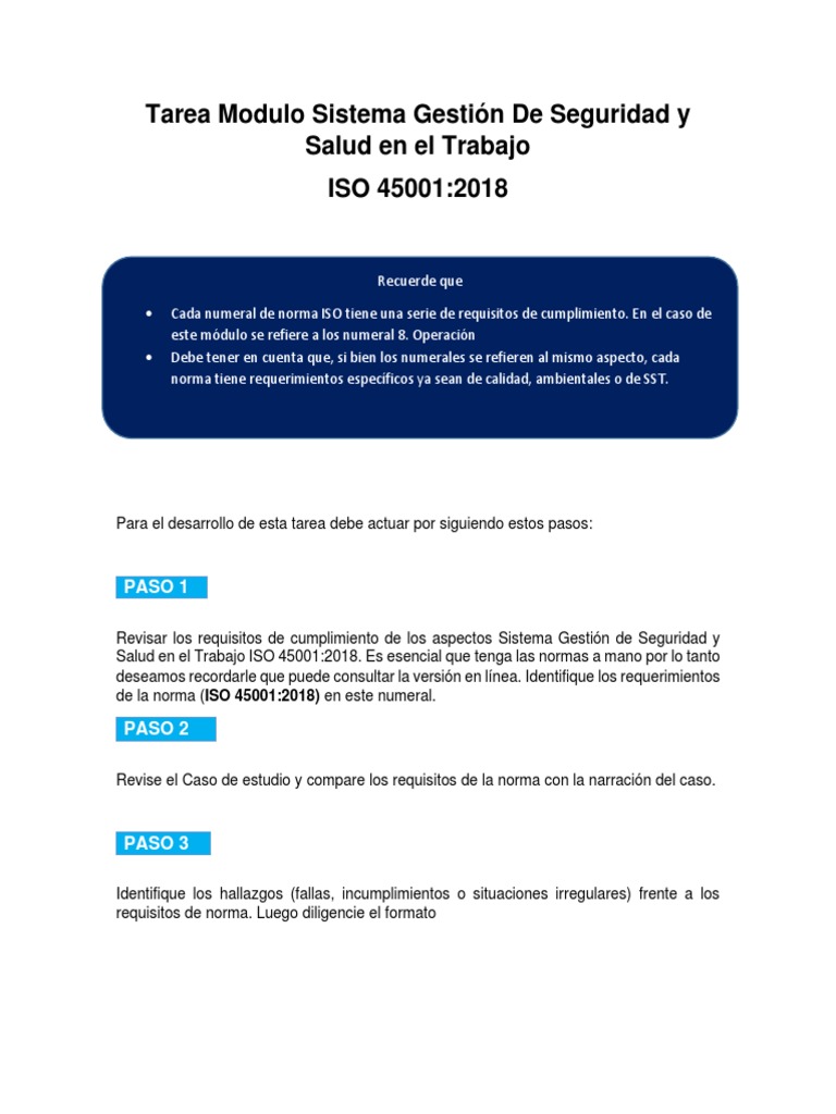 Tarea Iso 45001 | PDF | Contralor | Business
