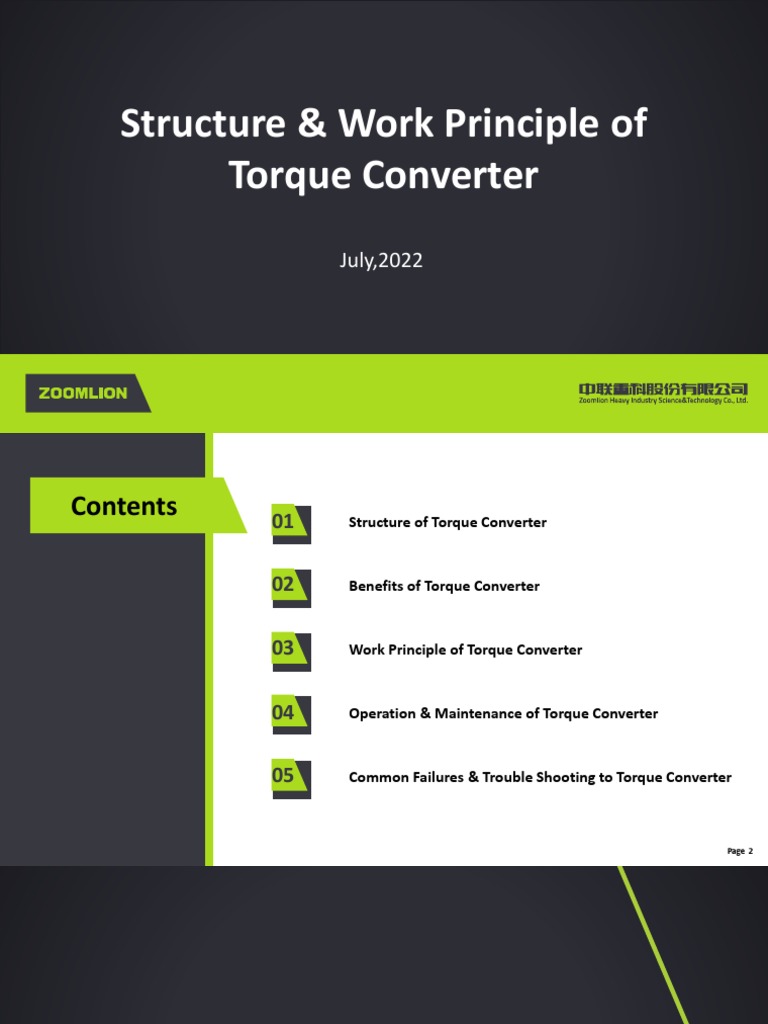 Structure & Work Principle of Torque Converter | PDF | Pump | Valve