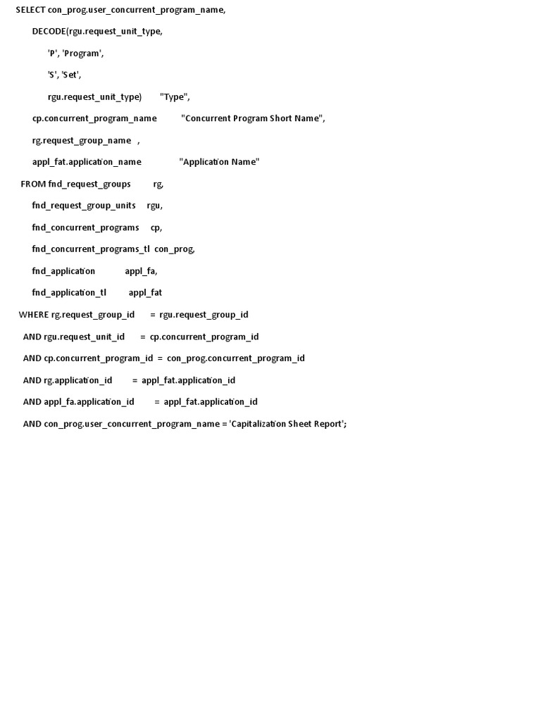 Script To Find Request Group of Attached Concurrent Program | PDF
