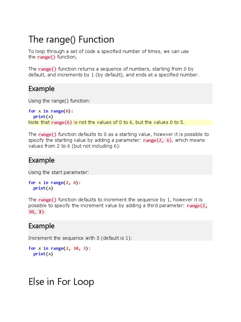 The Range FUNCTION | PDF