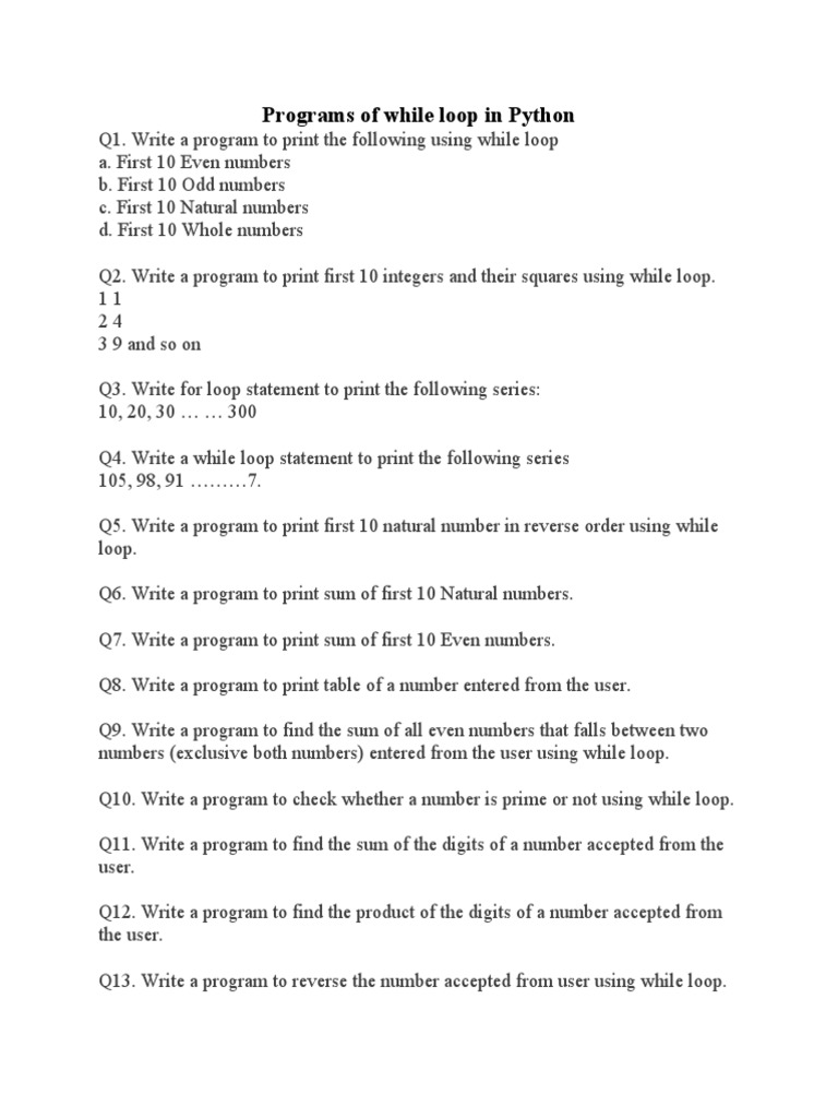 Programs of While Loop QQ | PDF | Numbers | Discrete Mathematics