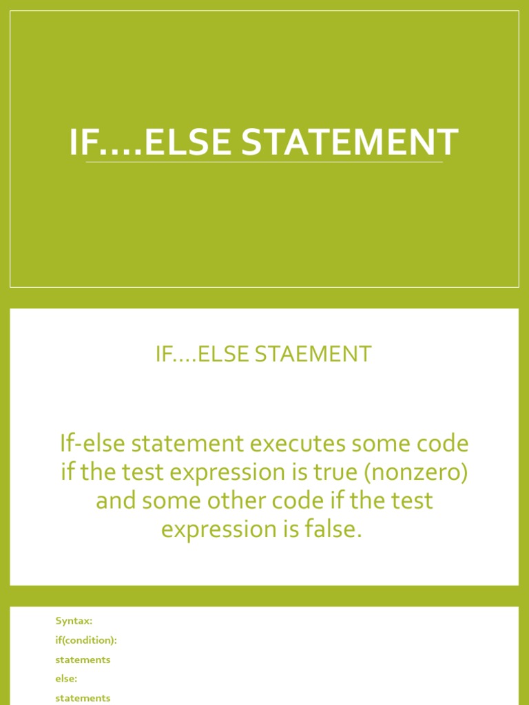 if-else statement in Python - execute code based on conditions | PDF