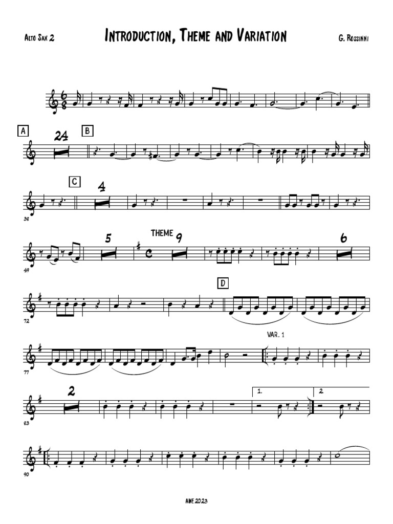 Intro, Thema & Var - Alto Sax 2 | PDF