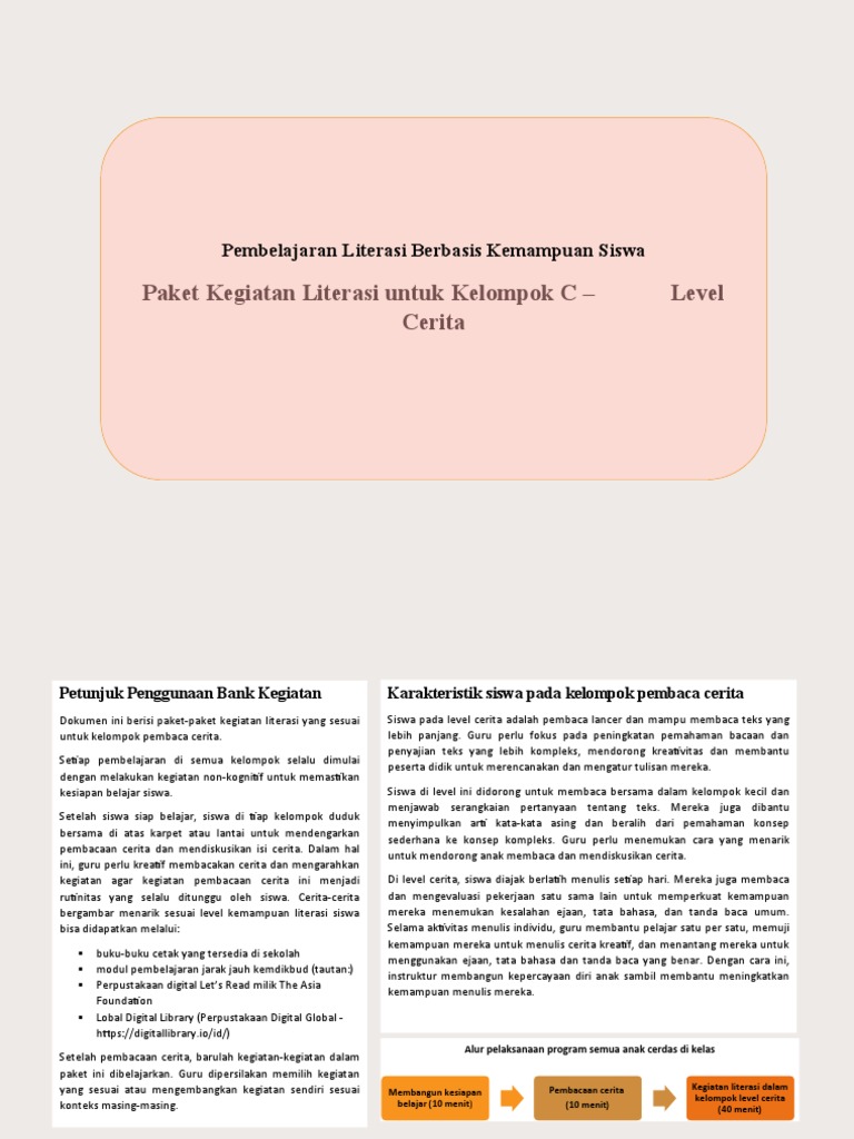 Unit 4 - Paket Kegiatan Literasi Kelompok Level C | PDF