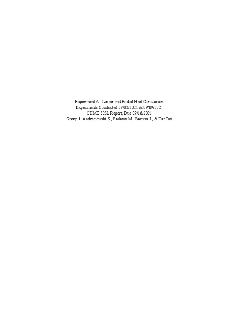 Experiment A - Linear and Radial Heat Conduction | PDF | Thermal ... Experiment A - Linear and Radial Heat Conduction | PDF | Thermal ...