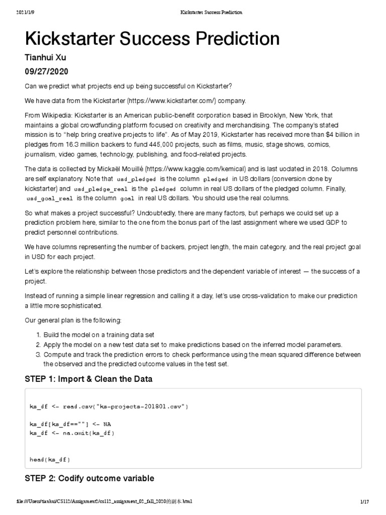 Kickstarter Success Prediction | PDF | Coefficient Of Determination ... Kickstarter Success Prediction | PDF | Coefficient Of Determination ...