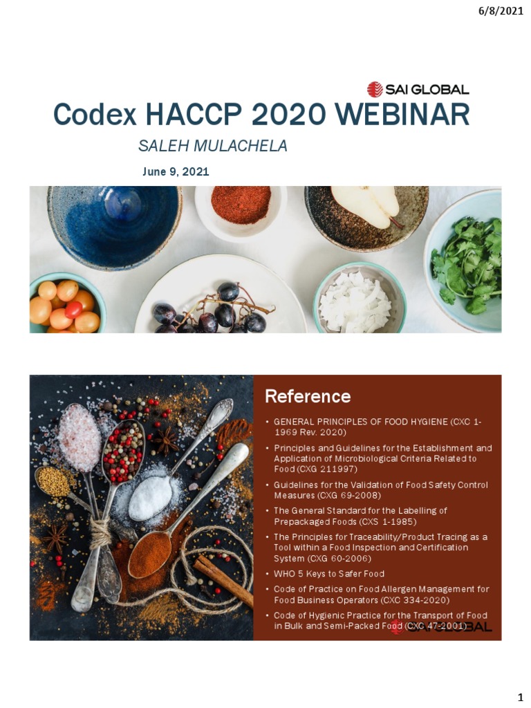 Webinar Codex HACCP 2020 | PDF | Hazard Analysis And Critical Control ...