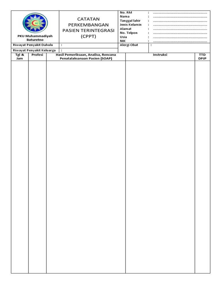 Format CPPT Rawat Jalan PKU Muh Baturetno | PDF