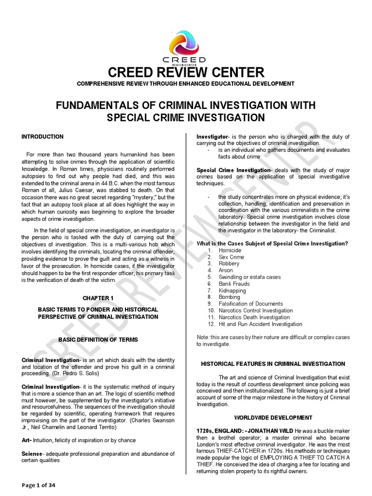 Fundamentals of Criminal Investigation With Special Crime Investigation ...
