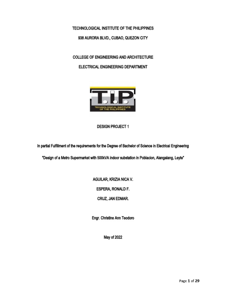 Design Project Paper Latest 7 10 22 | PDF | Mains Electricity | Supermarket