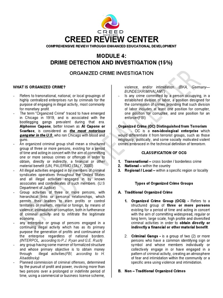 Drime Detection and Investigation (15%) | PDF | Organized Crime | Sicilian Mafia