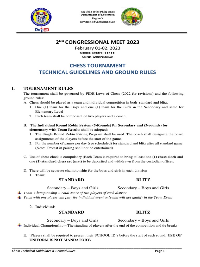 2023 Congressional Meet Ground Rules | PDF | Chess | Sports