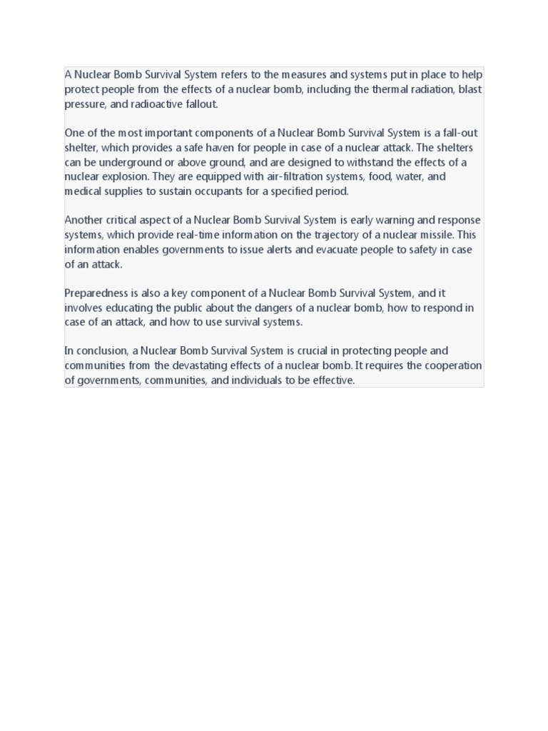 Nuclear Bomb Survival System | PDF