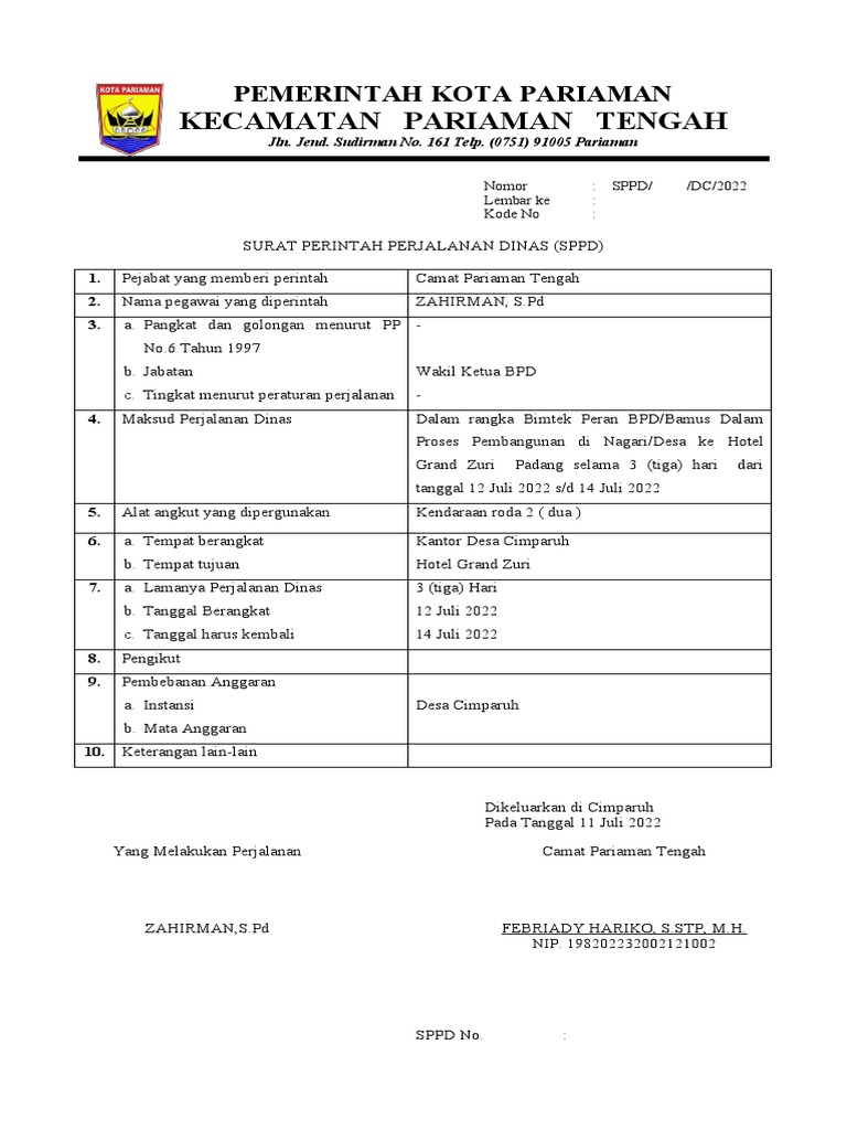 SPPD BPD Bimtek Grand Zuri | PDF