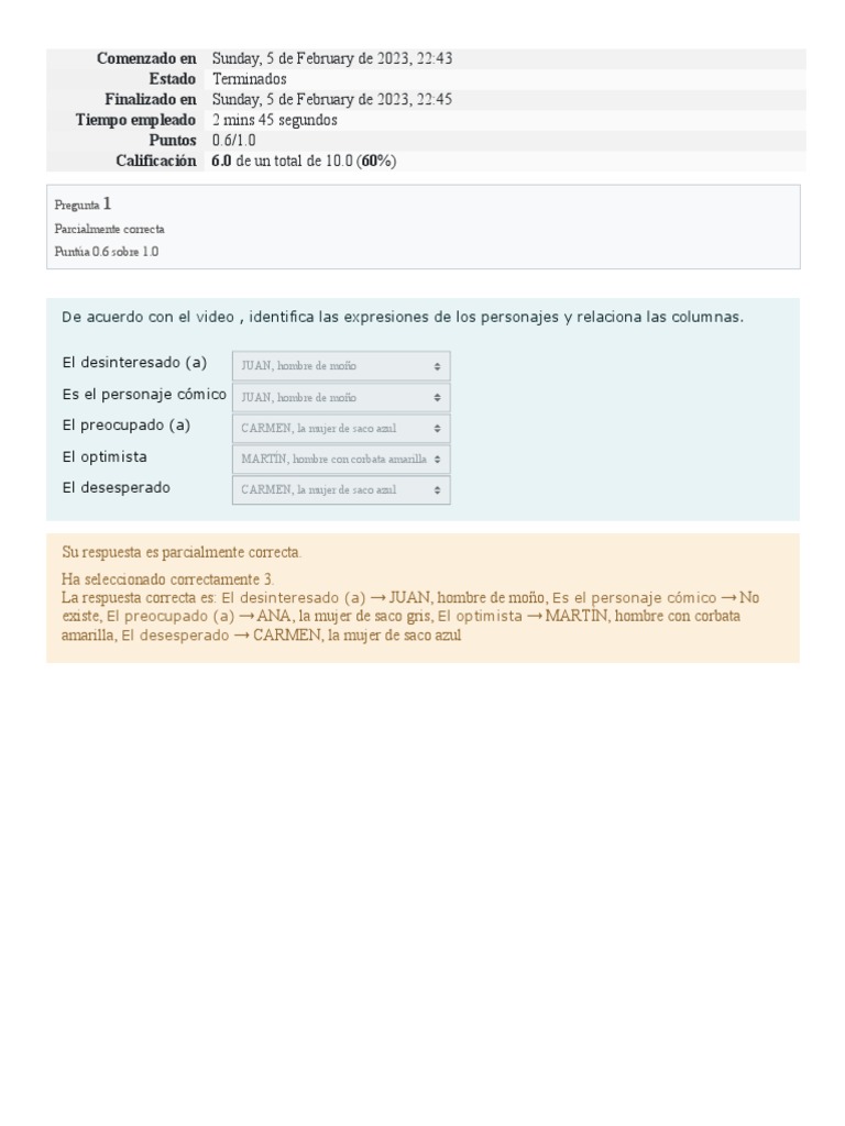 De Acuerdo Con El Video, Identifica Las Expresiones de Los Personajes y Relaciona Las Columnas | PDF