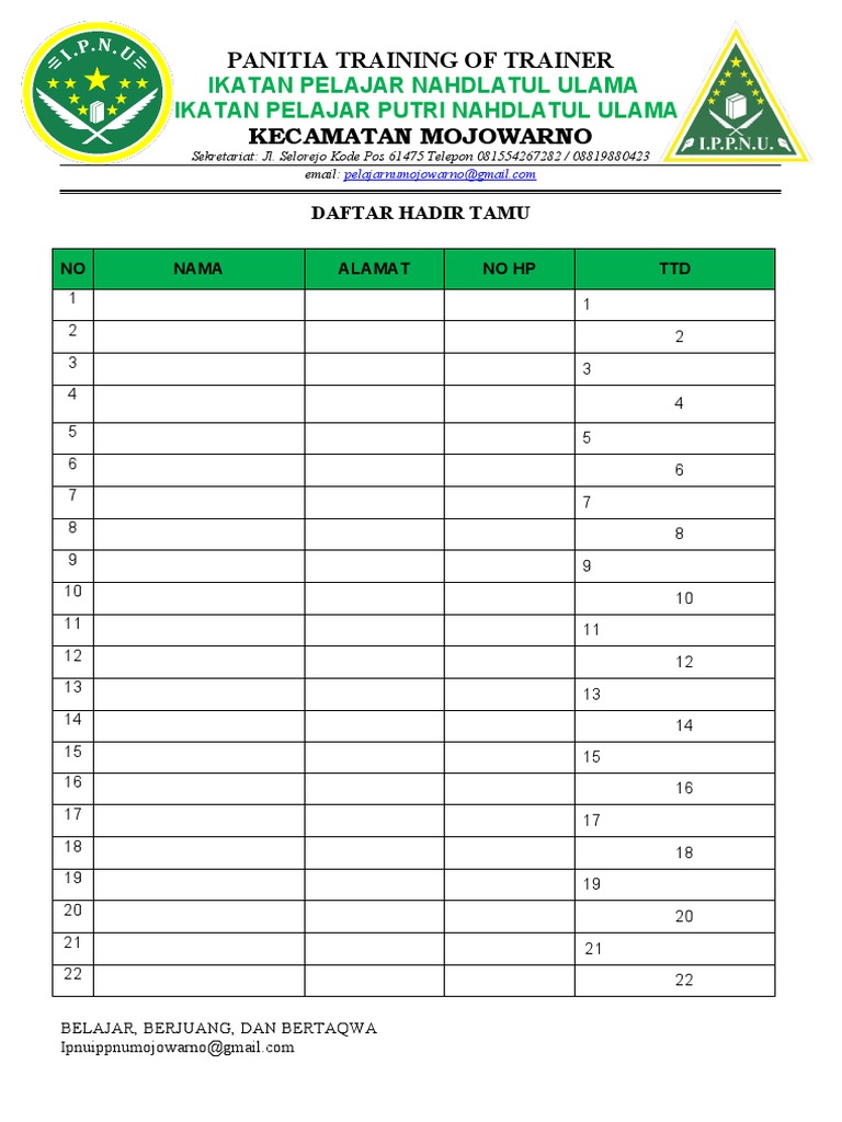 Daftar Hadir Tamu Undangan | PDF