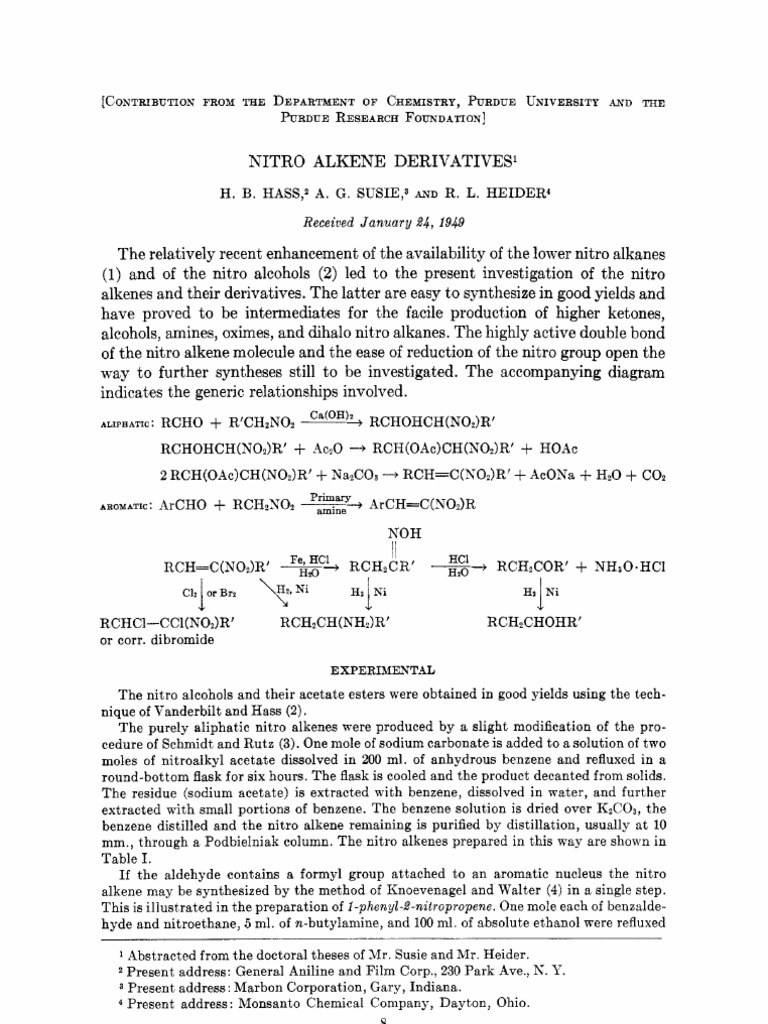Synthesis and Reduction of Nitro Alkenes | PDF | Alkene | Distillation