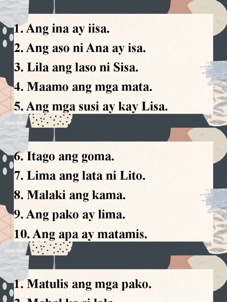 Pagbasa 1 Pangungusap | PDF