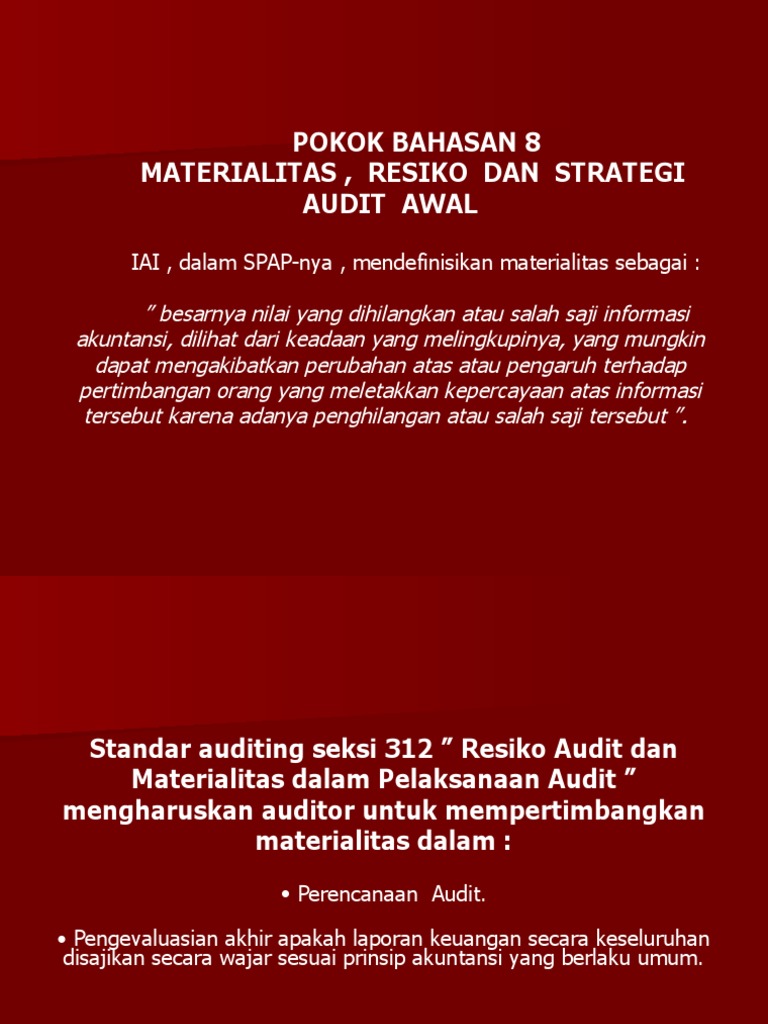 8.materialitas, Audit Risk | PDF