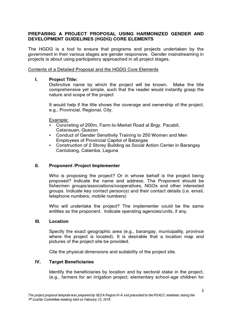 Project Proposal Template Using HGDG | PDF | Gender | Gender Studies