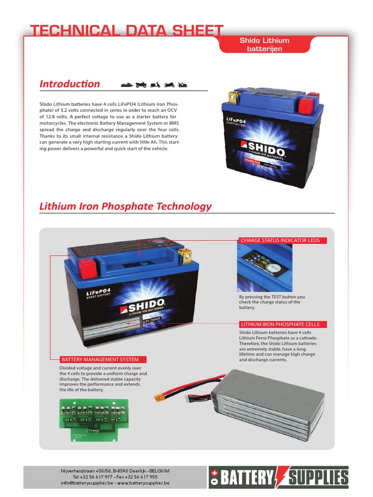 Shido Lithium batterijen-TDS-EN | PDF | Lithium Ion Battery | Physical Sciences
