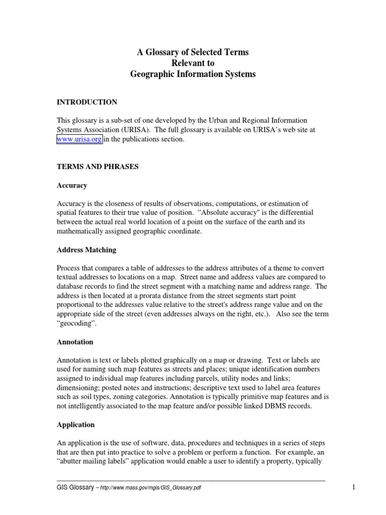 GIS Glossary | Download Free PDF | Geographic Information System | Databases