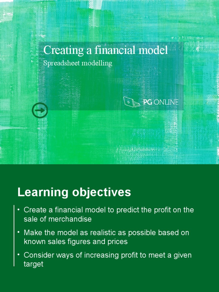 Spreadsheet Modelling L2 Creating A Financial Model Pdf