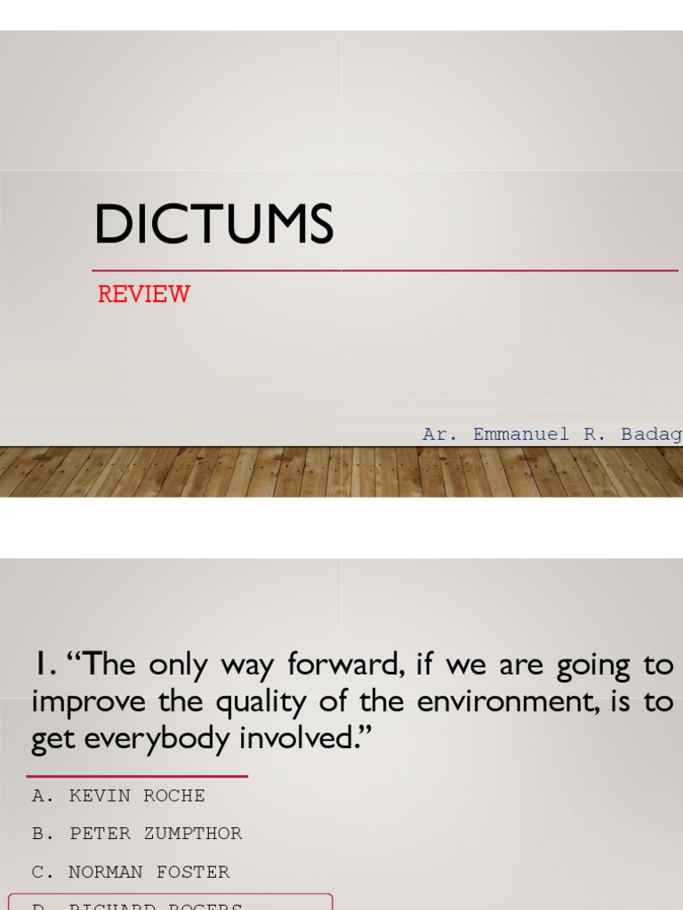 Dictums Presentation | PDF | Architect | Design