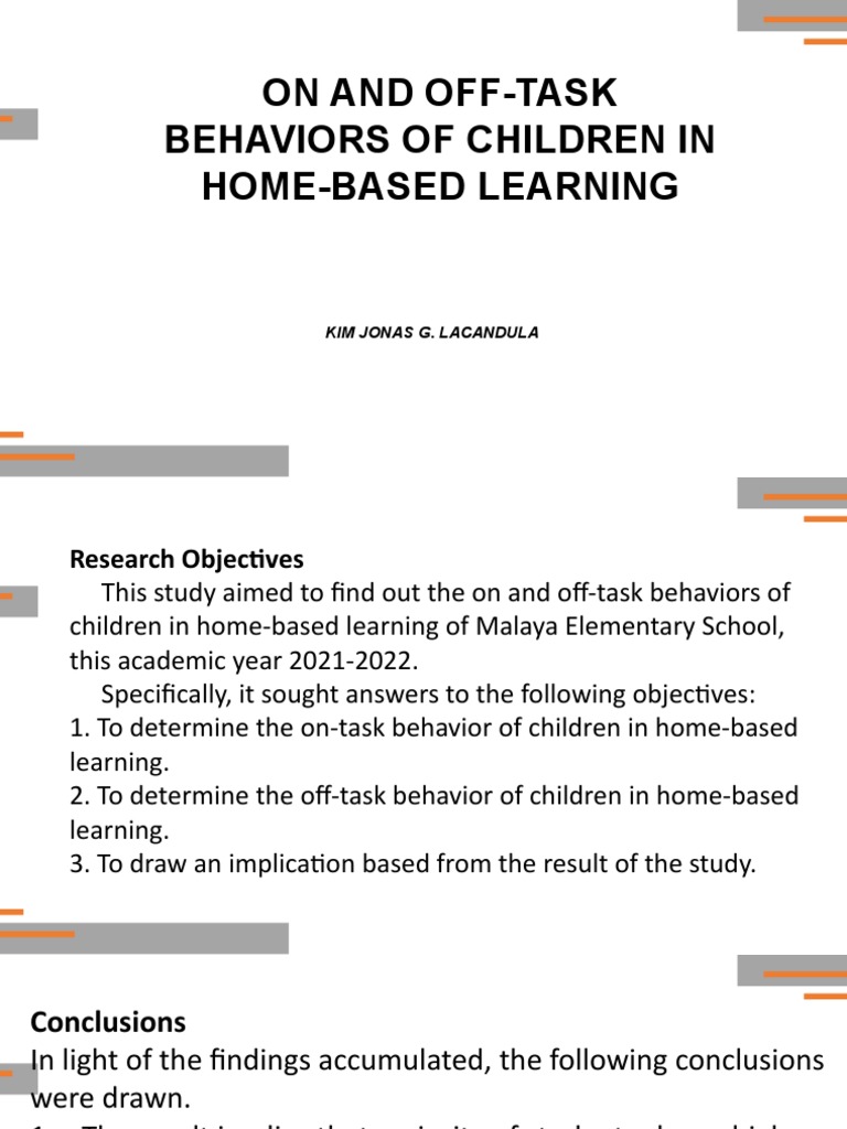 On and Off-Task Behaviors of Children in Home-Based Learning | PDF ...