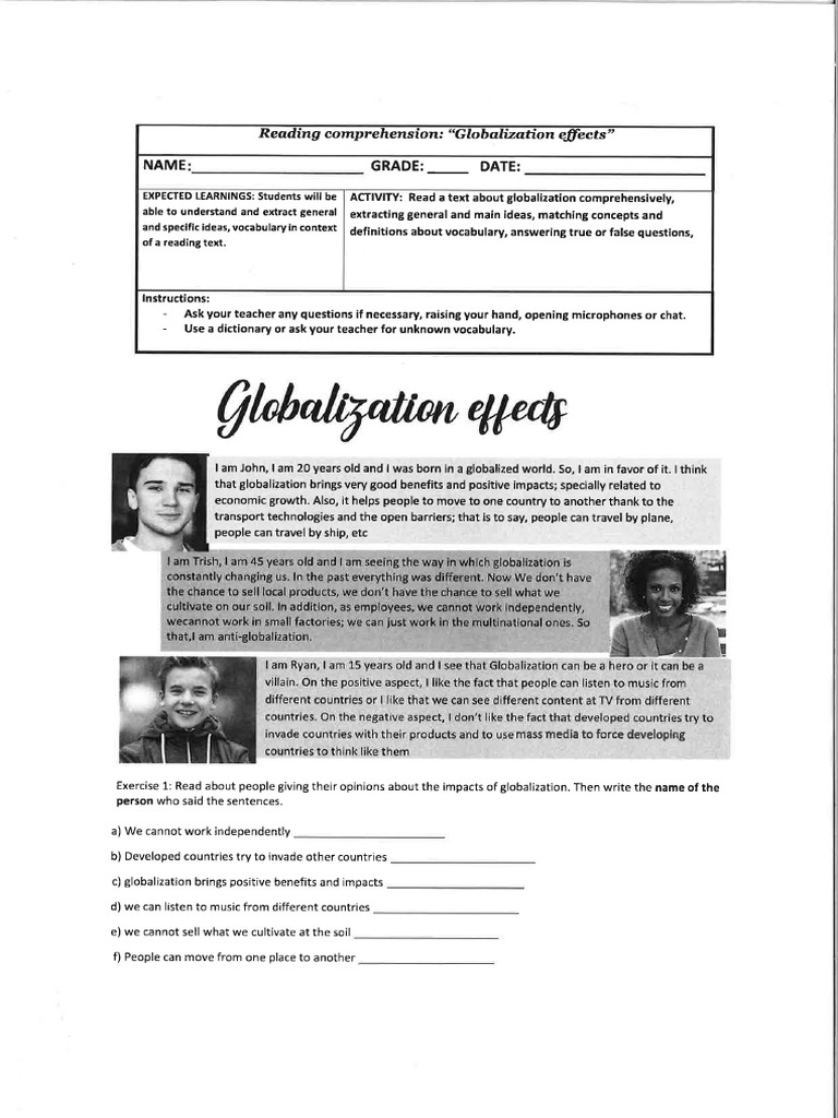 Reading 1 - Globalisation Effects | PDF