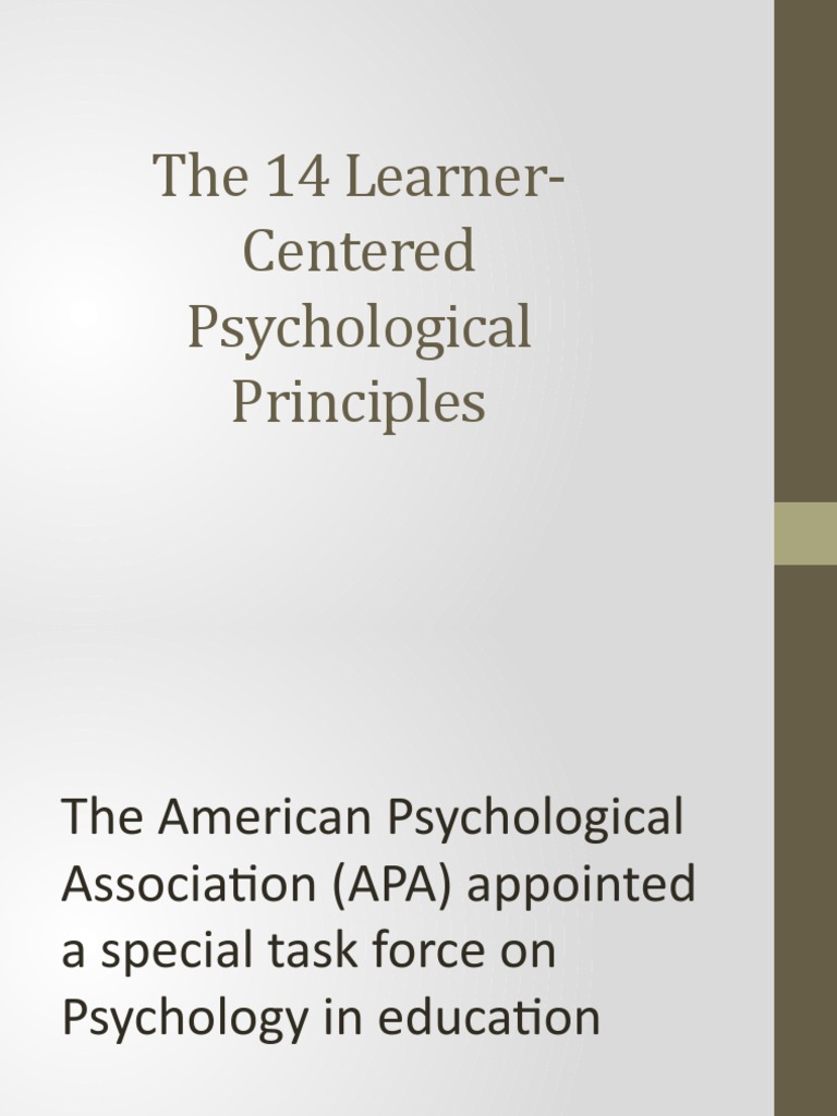 The 14 Learner-Centered Psychological Principles | PDF