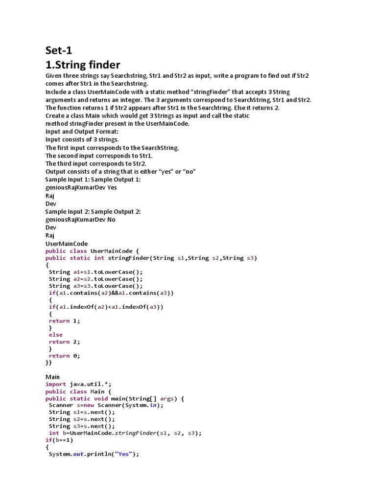 Set 1 Java | PDF | String (Computer Science) | Boolean Data Type